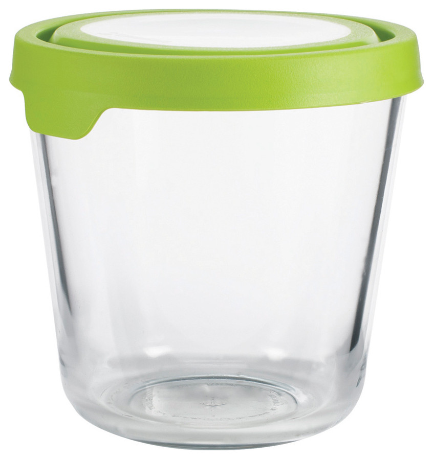 Anchor Hocking 7 Cup Round Kitchen Storage Container with Green ...