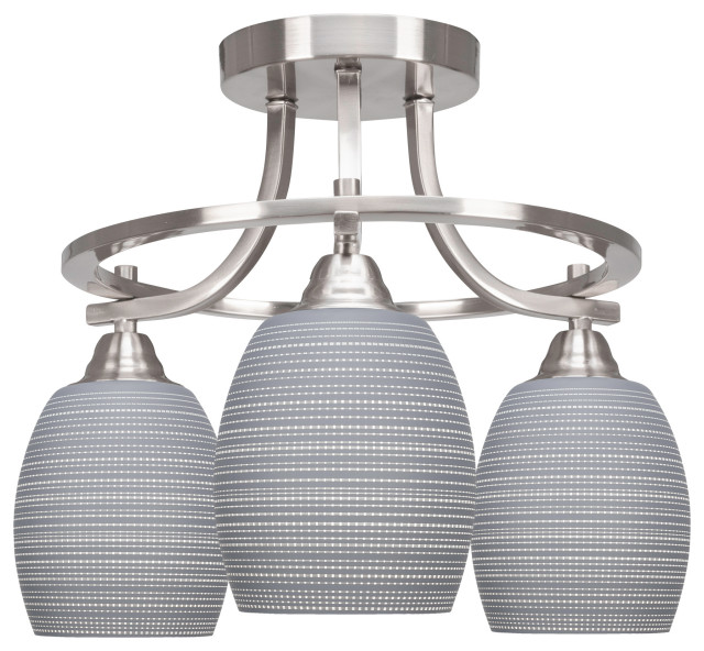 Paramount 3-Light Semi-Flush Light, Brushed Nickel, 5" Gray Matrix ...