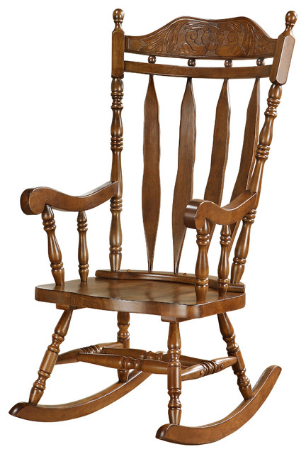 Dark Walnut 45" High Solid Wood Rocking Chair - Traditional - Rocking ...