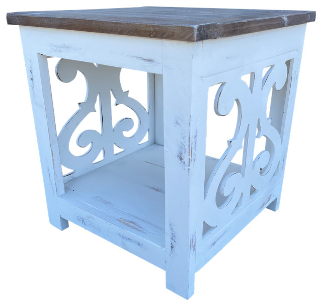 End Table With Side Detail, White - French Country - Side Tables And ...