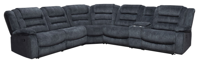 6 Piece Modular Reclining Sectional and Entertainment Console ...