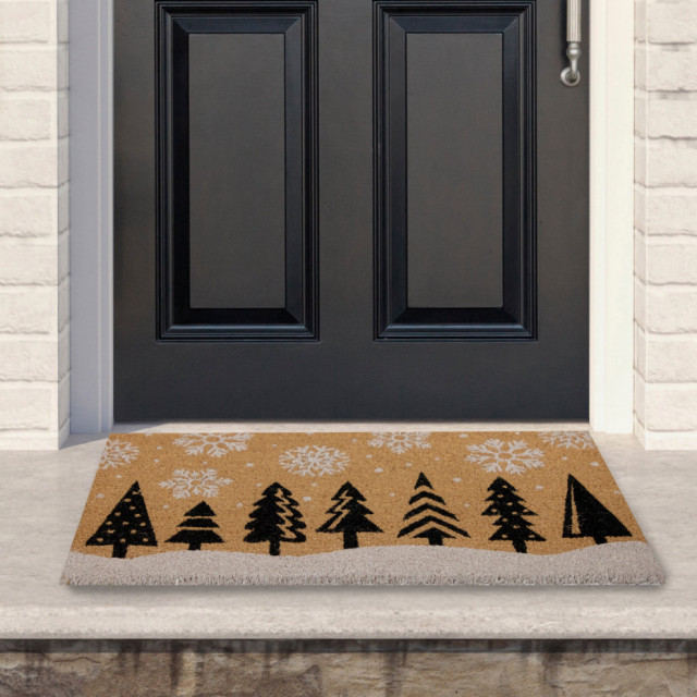 Natural Coir Trees & Snowflakes Christmas Doormat 18"x30 ...