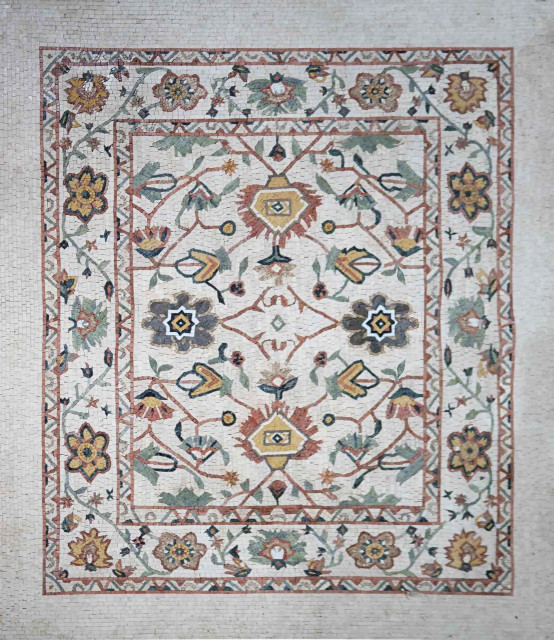 Mosaic Pattern - Floral Carpet, 83" x 94" - Mediterranean - Tile Murals ...