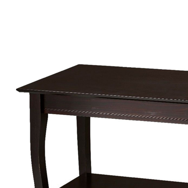 Wooden Console Table with Open Bottom Shelf and Sabre Legs, Espresso ...