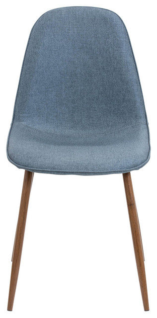 LumiSource Pebble Dining/Accent Chair, Walnut and Blue, Set of 2 ...