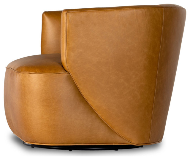 Mila Ontario Camel Leather Swivel Chair - Contemporary - Armchairs And ...
