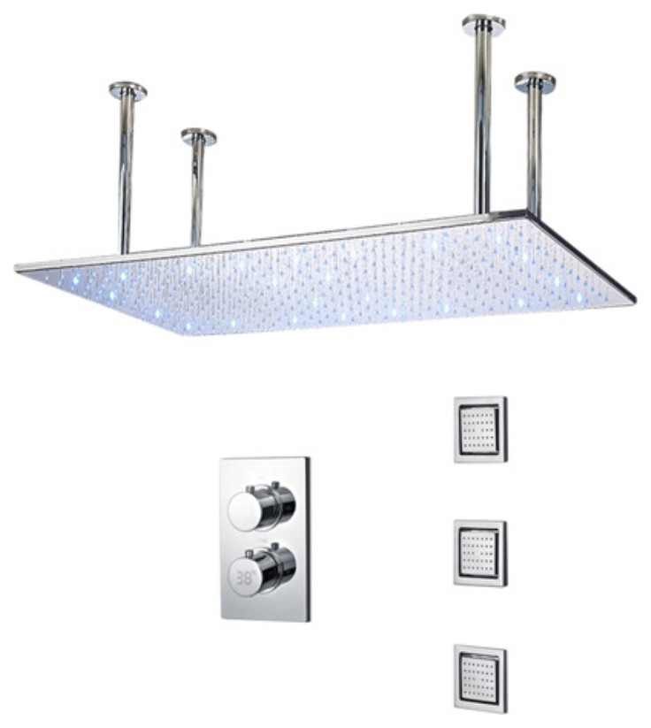 Fontana 20 40 Led Rainfall Shower System With 3 Jetted Body Sprays