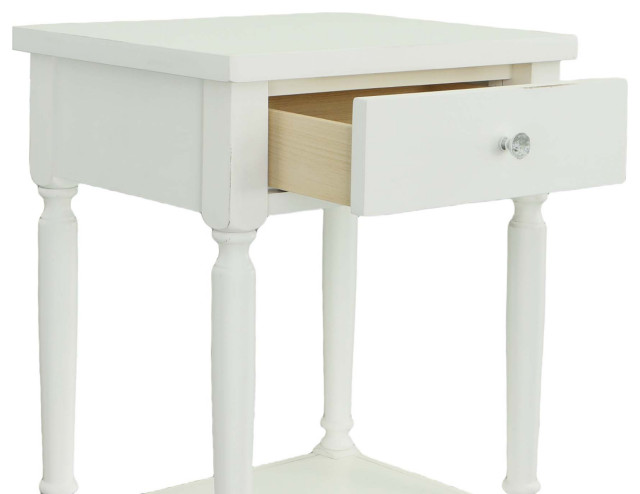 Theo Side Table With Electrical Outlet and USB Ports, White ...