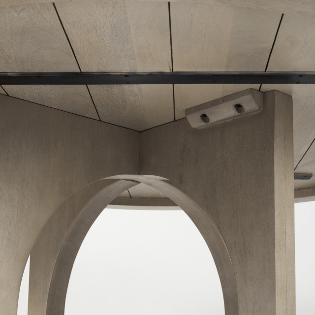 Light Natural Wood Round Geometric Dining Table - Transitional - Dining ...