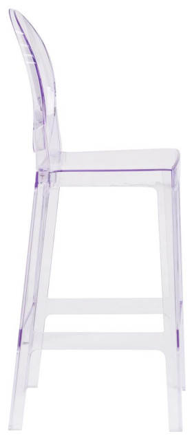 Ghost Barstool, Transparent Crystal With Oval Back, 17"x20.5"x46.5 ...