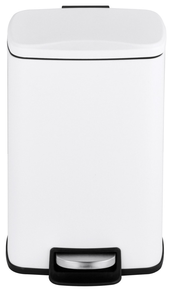 1.3 Gal Rectangular Matt White Step-On Trash Can - Modern - Trash Cans ...