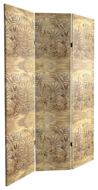 6' Tall Baroque Flourish Canvas Room Divider - French Country - Screens ...