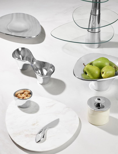 Nambe Cortina 3 Tiered Server Glass Cupcake Stand Tiered - Contemporary ...