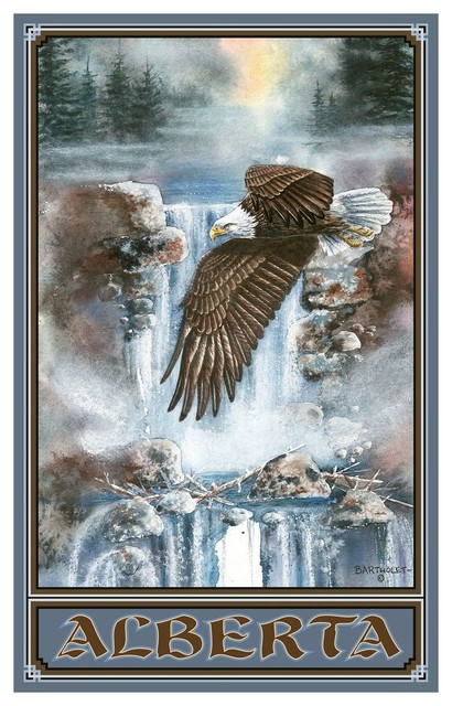 by Artist Dave Bartholet Cascade Flights Eagle Flying Art Print, 24"x36 ...