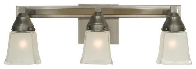 Mercer 3-Light Bath Vanity Fixture, Satin Pewter With Polished Nickel ...