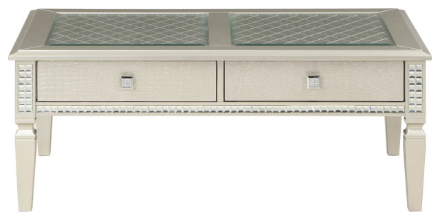 Lexicon Accent Cocktail Table with Dovetail Drawers-Champagne - Modern ...