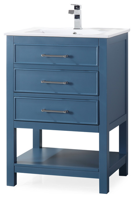 24" Aruzza Small Slim Teal Bathroom Vanity - Contemporary - Bathroom ...