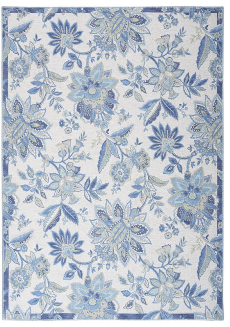 Waverly Washables Collection WAW01 Contemporary Ivory Blue Rectangle ...