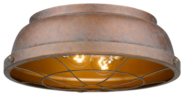 Bartlett Flush Mount, Copper Patina - Industrial - Flush-mount Ceiling ...