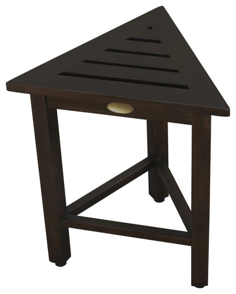 Hotel Dark Teak 18" Triangle Corner Shower Bench or Shelf - Shower ...