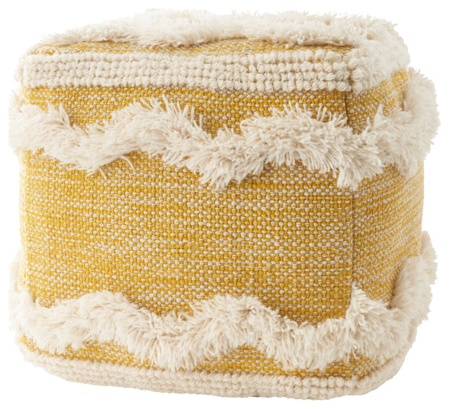 Mina Victory Life Styles Woven Chevron Pouf 16" x 16" x 16" Mustard ...