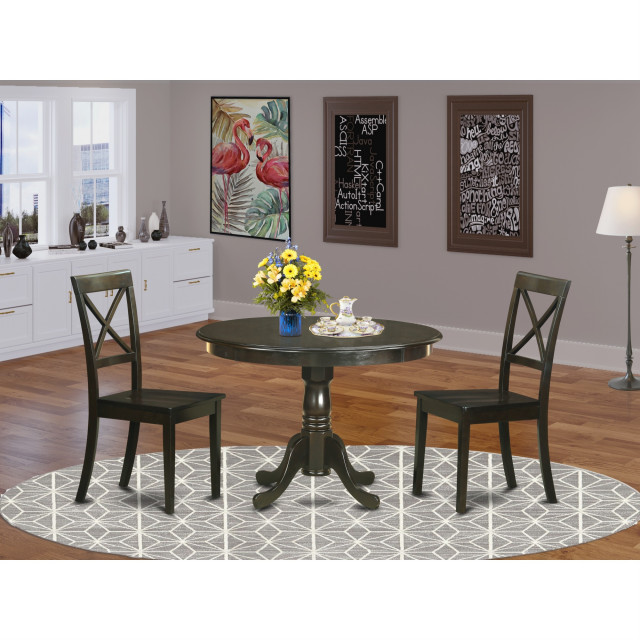 3-Piece Kitchen Table Set, Table and 2 Dining Chairs - Traditional ...