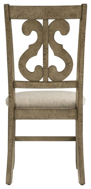 Pemberly Row Modern Wooden Swirl Back Side Chair Set in Gray - Rustic ...