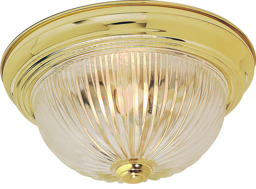 2 Light 11" Flush Mount Clear Ribbed Glass - Traditional - Flush-mount ...
