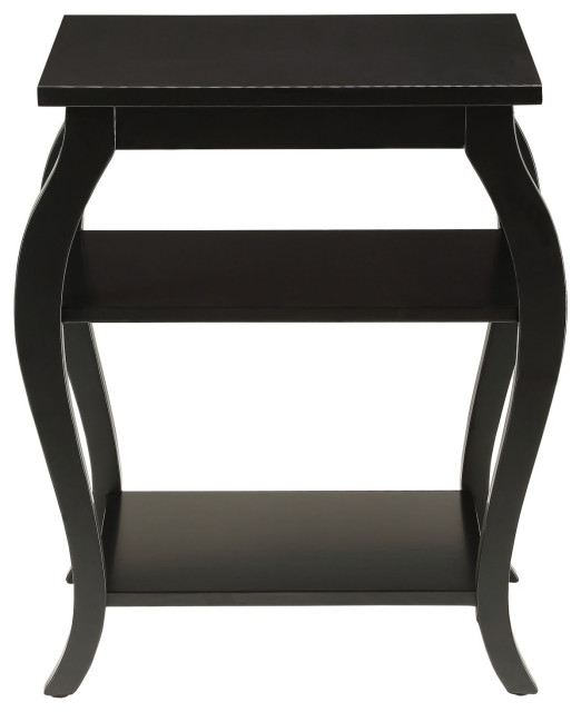Black Finish Bow Leg Square End Table - Traditional - Side Tables And ...