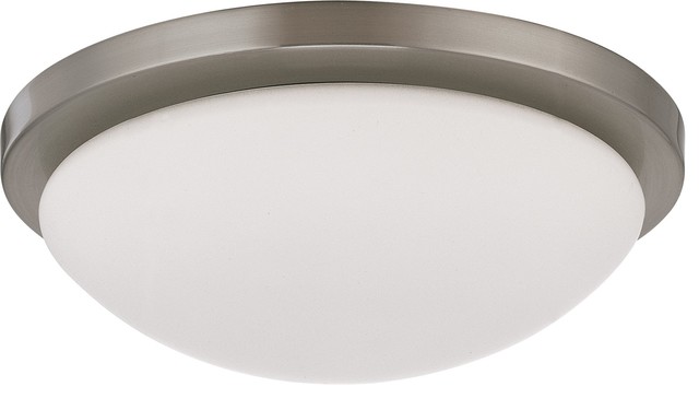 Contemporary LED Button 11" Flush Mount, Brushed Nickel, 11 ...