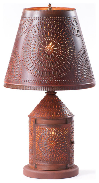 Fireside Lamp with Chisel Shade in Rustic Tin, One Size - Southwestern ...