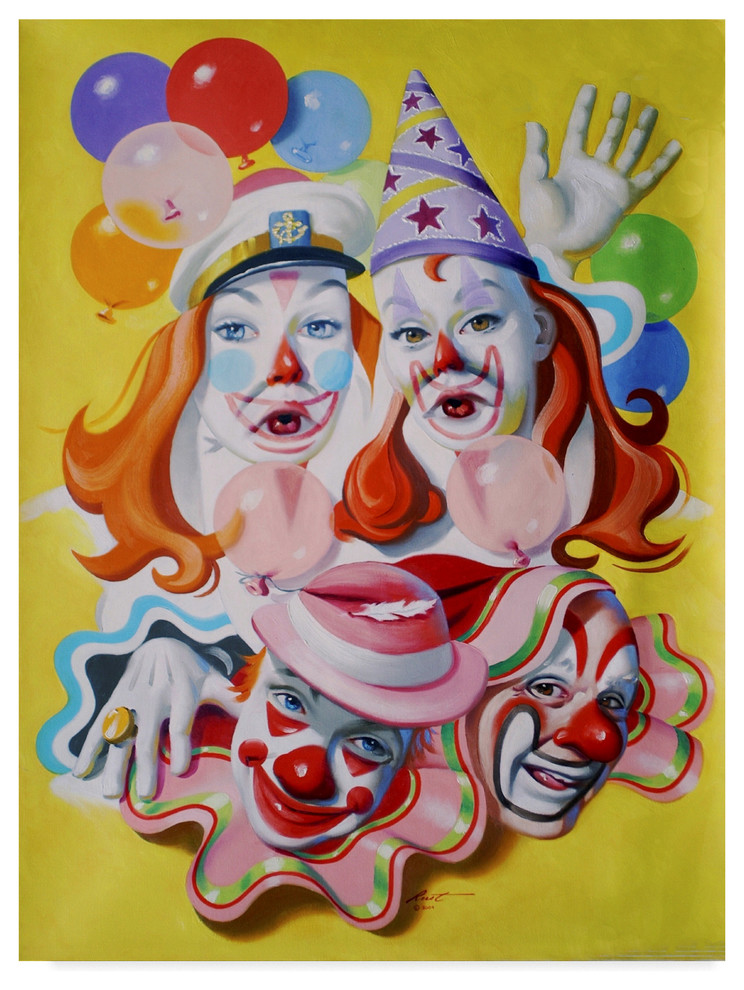 "Clown Portrait" by D. Rusty Rust, Canvas Art, 24"x18" - Contemporary ...