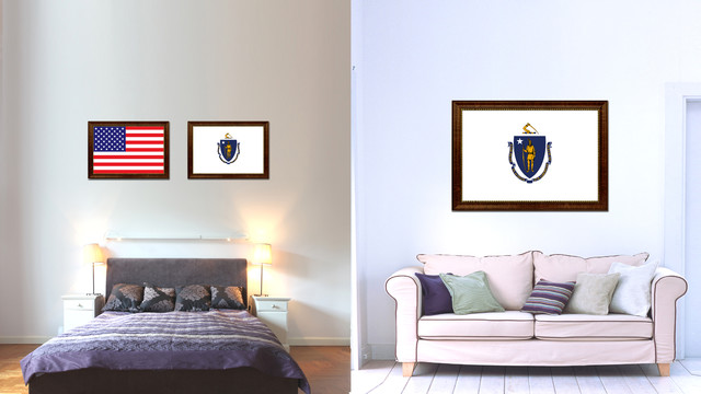 Massachusetts State Flag Canvas Print, 19"x27" - Traditional - Prints ...