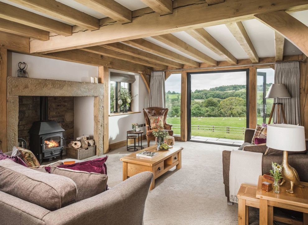 Full Interior Design Oak Frame Building - Farmhouse - Living Room ...