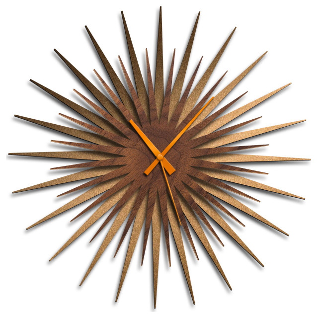 Mid-Century Modern 'Atomic Era Clock Bronze Walnut Black' Wall Decor ...