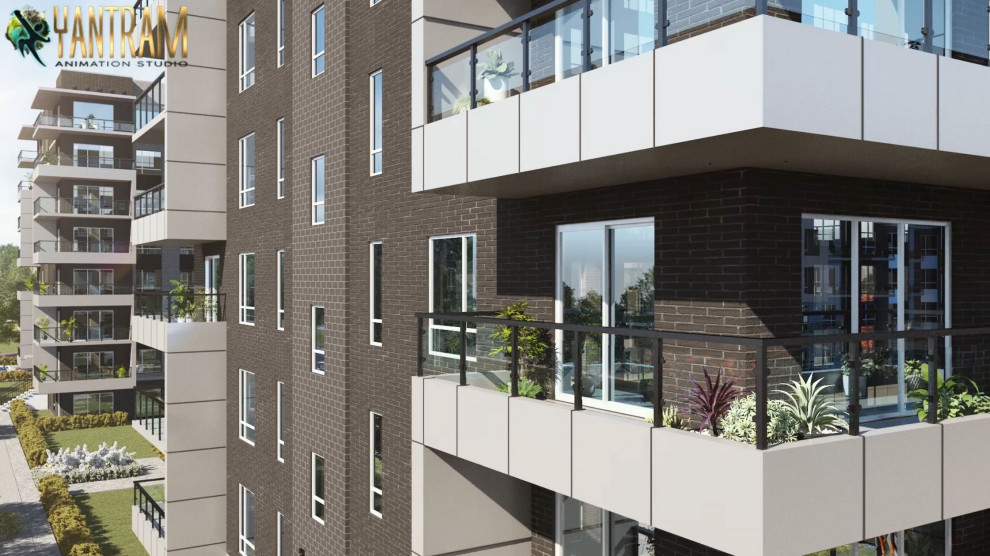 3d rendering exterior design of apartment balcony by 3d exterior ...