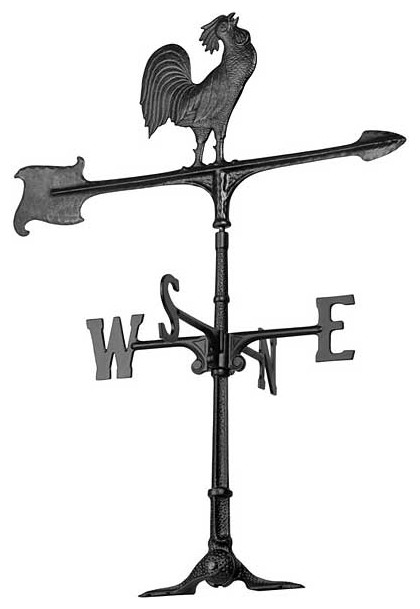 Black Rooster Large Accent Weathervane - Farmhouse - Weather Vanes - by ...