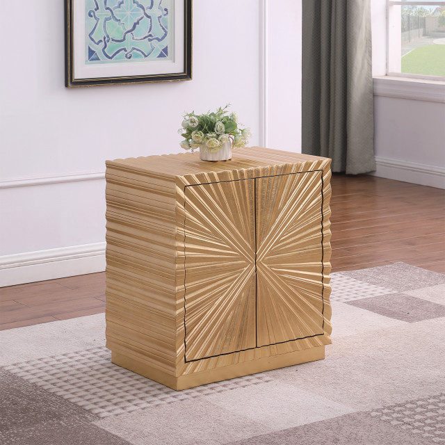 Tiffany Gold Side Table With Interior Shelf - Transitional - Side ...