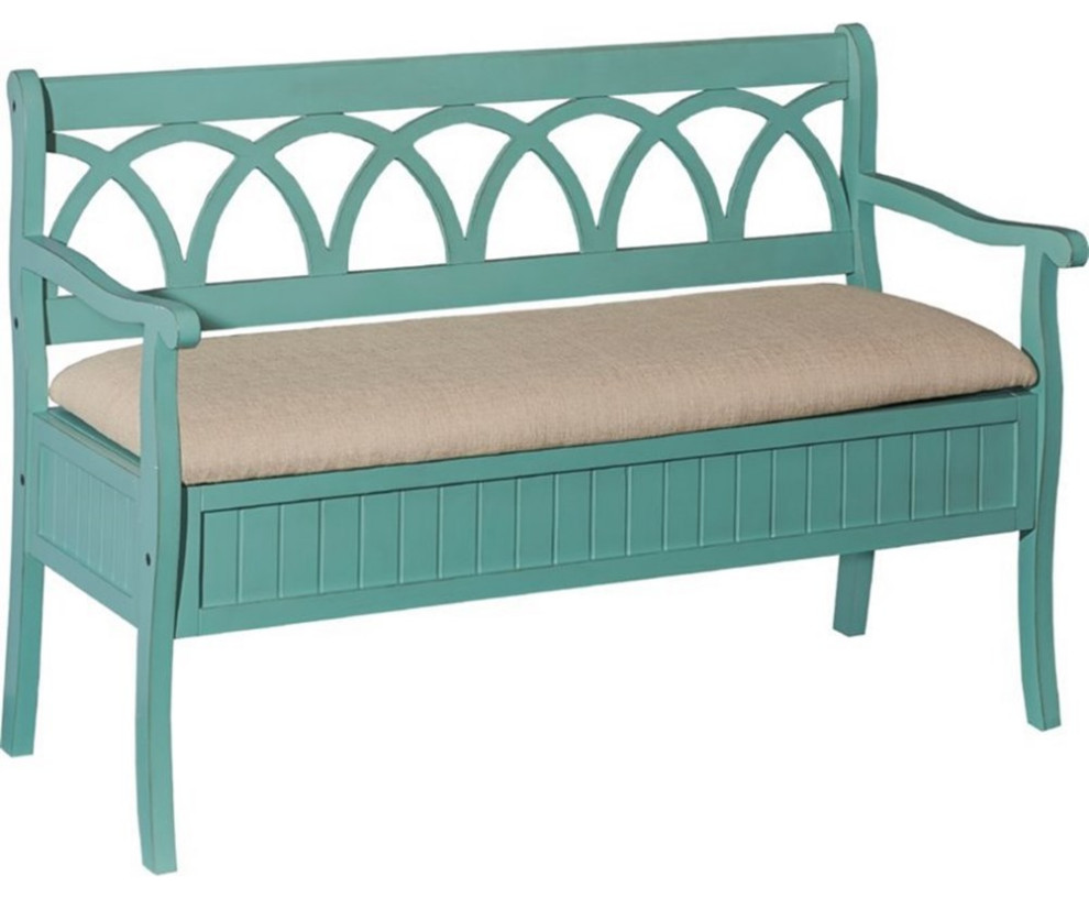 Bowery Hill Storage Bench in Teal - Farmhouse - Accent And Storage ...
