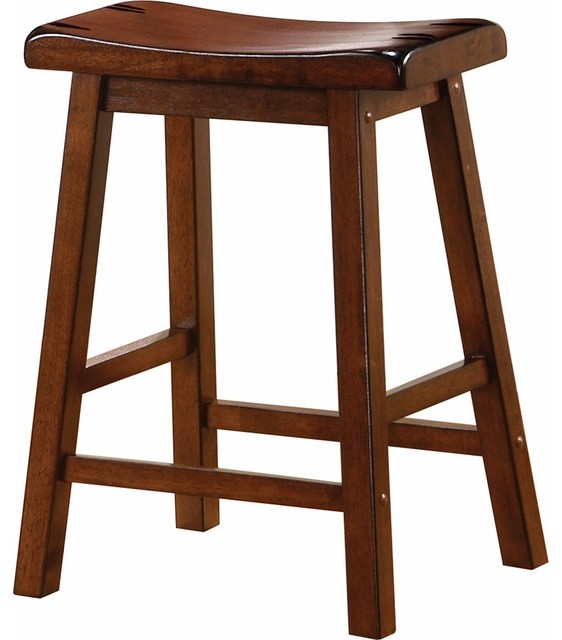 Wooden Casual Counter Height Stool, Chestnut Brown, Set Of 2 ...