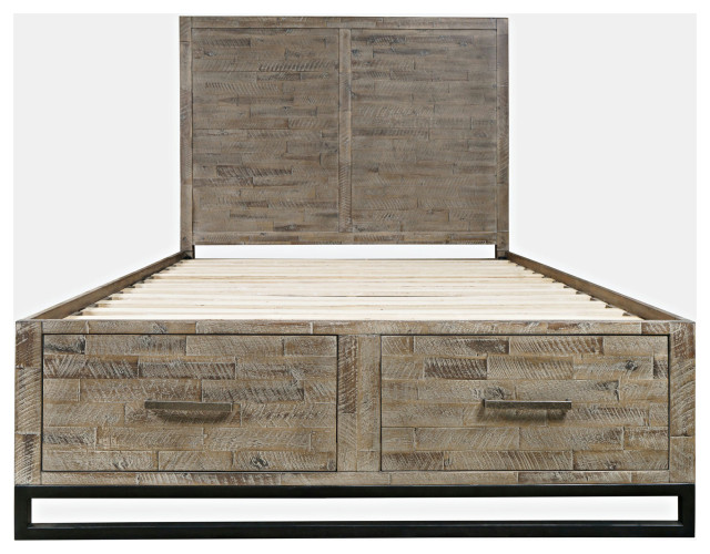 East Hampton Modern Coastal Distressed King Storage Bed with Drawers ...