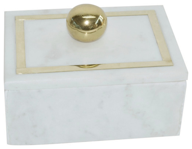 Marble, 7x5 Rectangular Box, Knob, White - Contemporary - Decorative ...