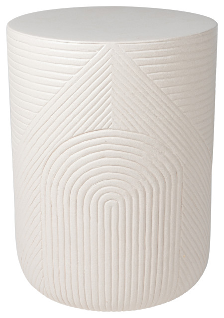 Serenity Textured Side Table 14" -White Outdoor Accent Table ...