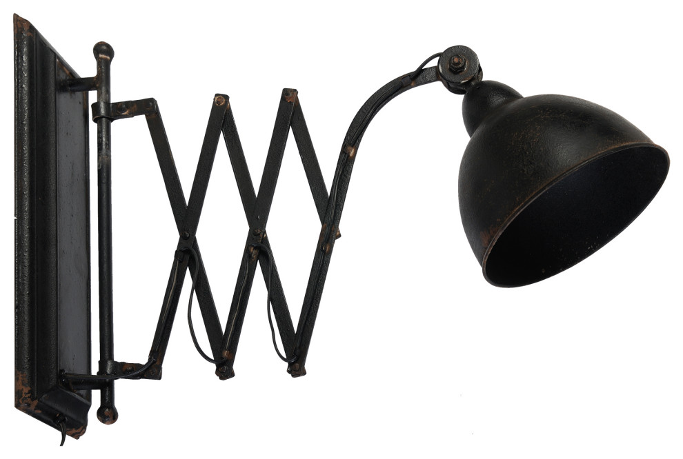 Benzara BM285137 18" Wall Mounted Lamp, Extendable Accordion Arm ...