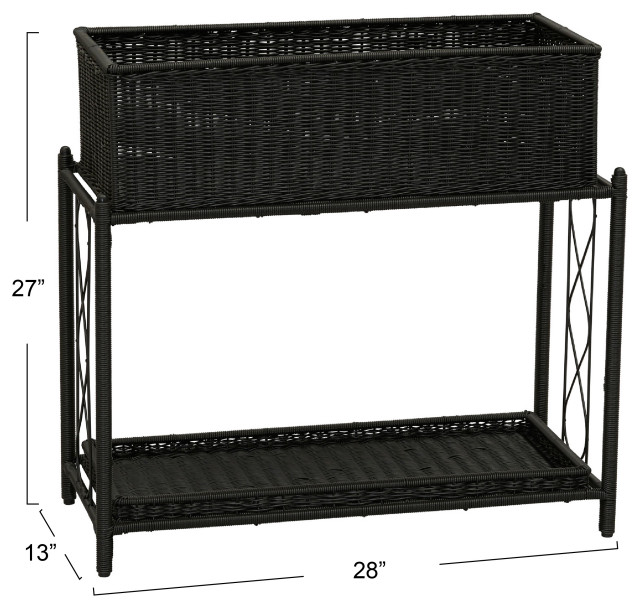 Raised Two Tier Plant Stand With Two Interchangeable Shelves - Tropical ...
