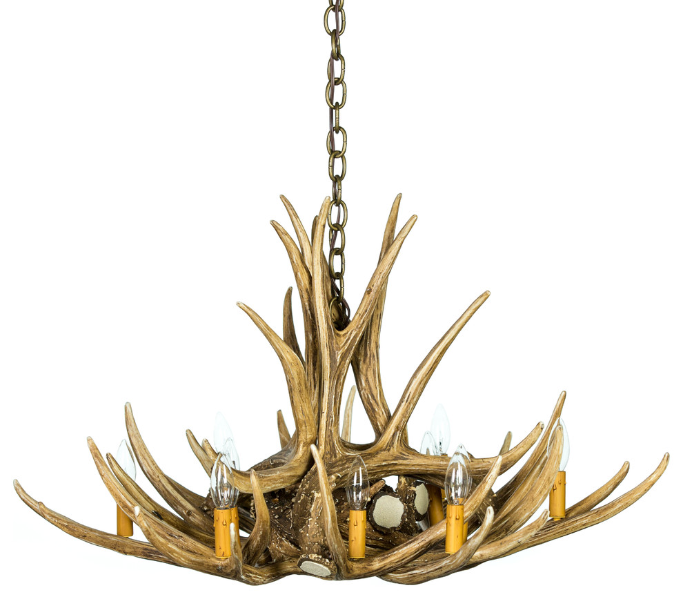 Mule Deer 9 Antler Chandelier - Rustic - Chandeliers - by Cast Horn ...