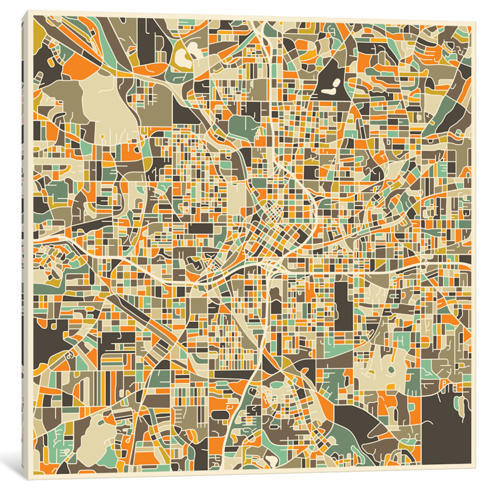 "Abstract City Map of Atlanta" by Jazzberry Blue, 12x12x.75, 12x12x1.5 ...