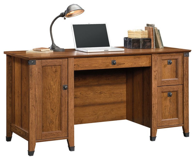 Sauder Carson Forge Engineered Wood Computer Desk in Washington Cherry ...