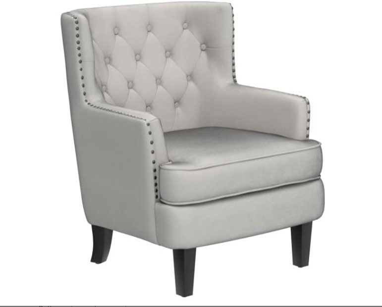 Elegant Accent Chair, Button Tufted Back, Nailhead Trim Detail ...