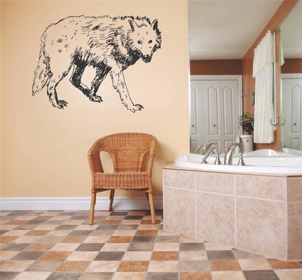 Gray Timber Western Wolf Decal, 10x14" - Rustic - Wall Decals - by ...